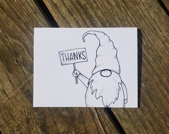 Gnome Thank You Card - Etsy