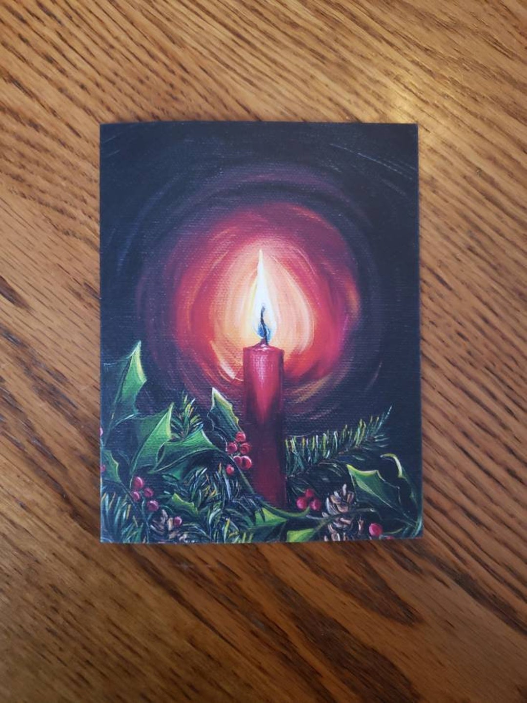 Candle Note Card/painted Stationary/oil Print - Etsy