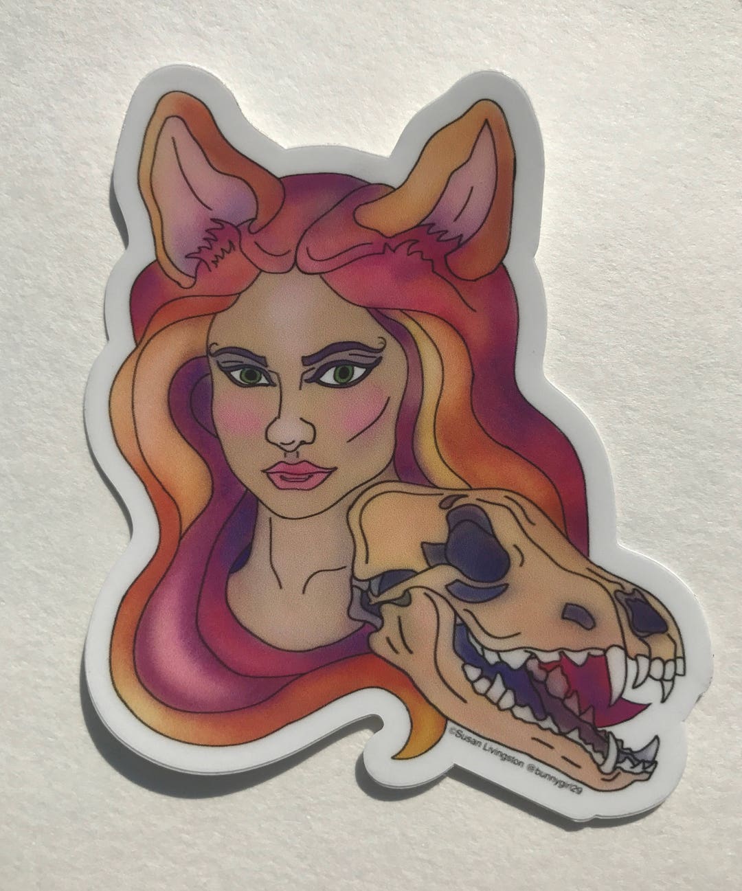 Fox Girl With Skull Die-cut Vinyl Sticker 3 - Etsy