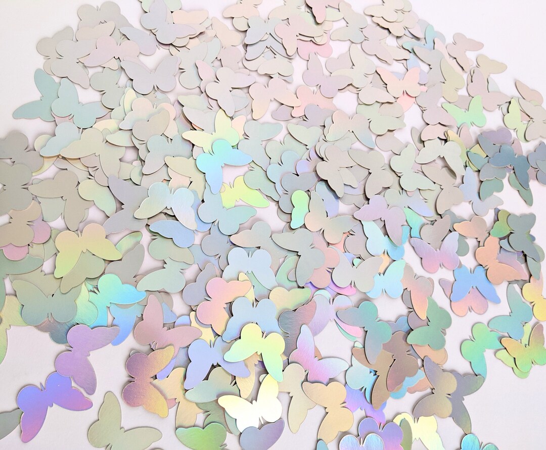 Set of 400 Holographic Foil Butterfly Confetti, Die Cut Butterflies ...