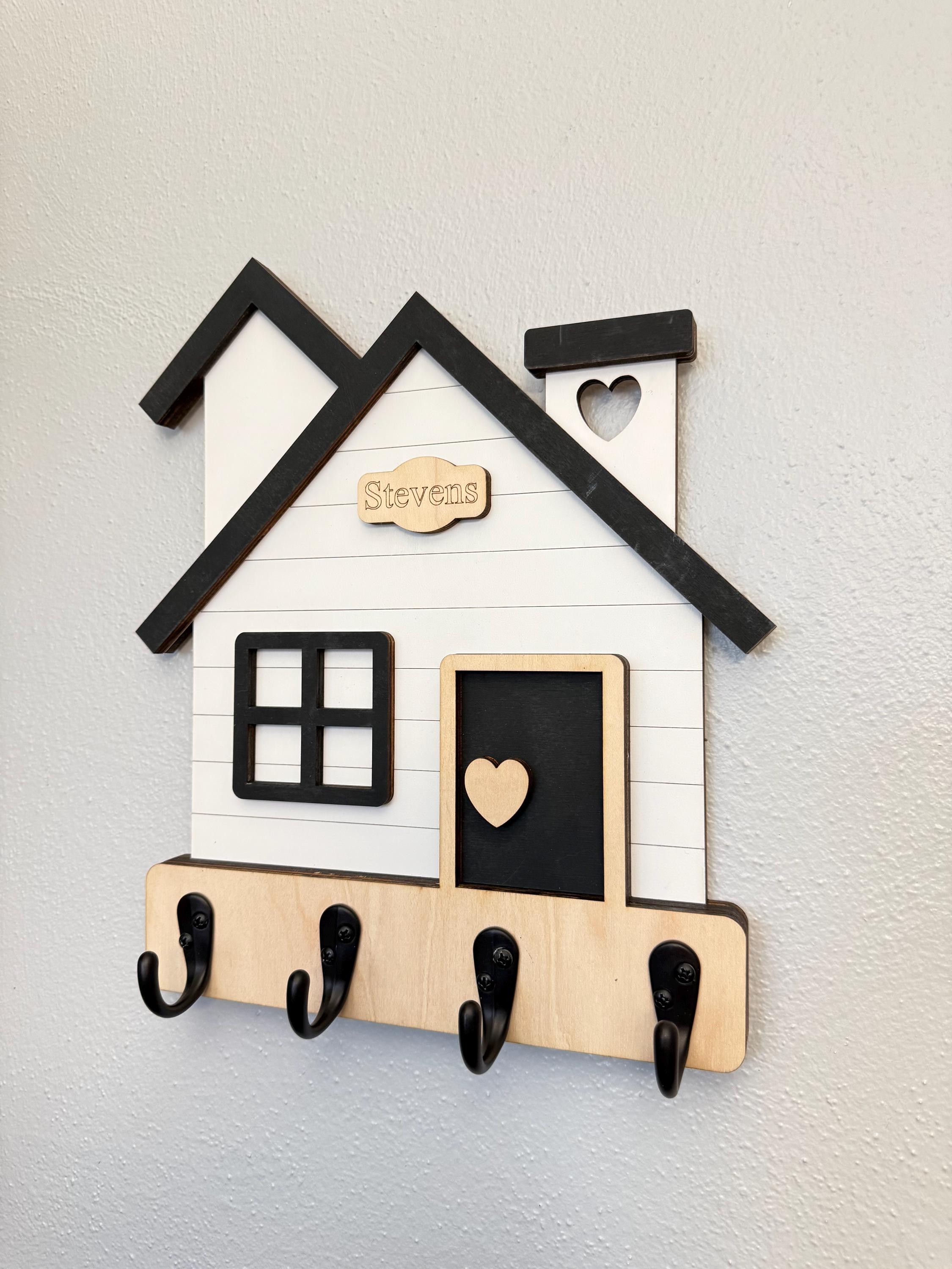 Personalized Wooden House Key Holder | Farmhouse Entryway Decor ...