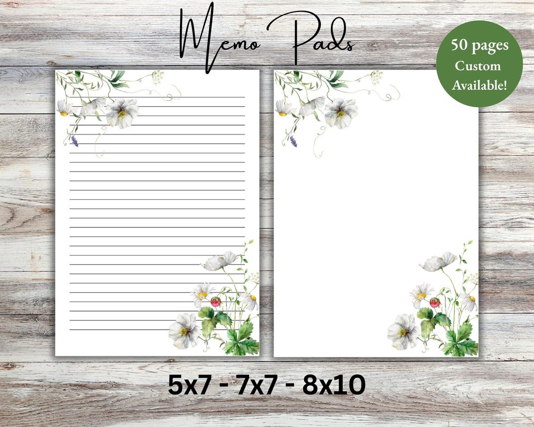 Wildflower Notepads Memo Pads, Writing Pad, Stationary, Office Desk ...