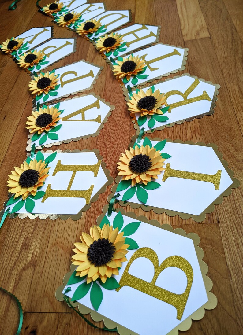 Personalized Sunflower Birthday Banner Birthday Decor Bridal - Etsy