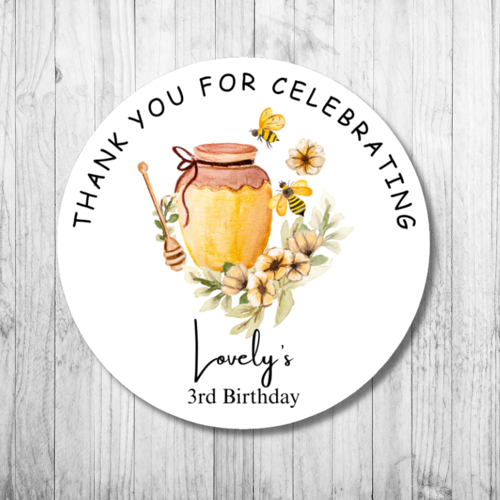 Sunflower Bee Birthday Stickers: Custom Celebration Favors - Etsy