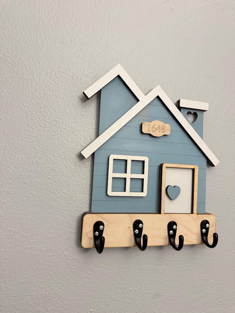 Personalized Wooden House Key Holder | Rustic Entryway Organizer - Etsy