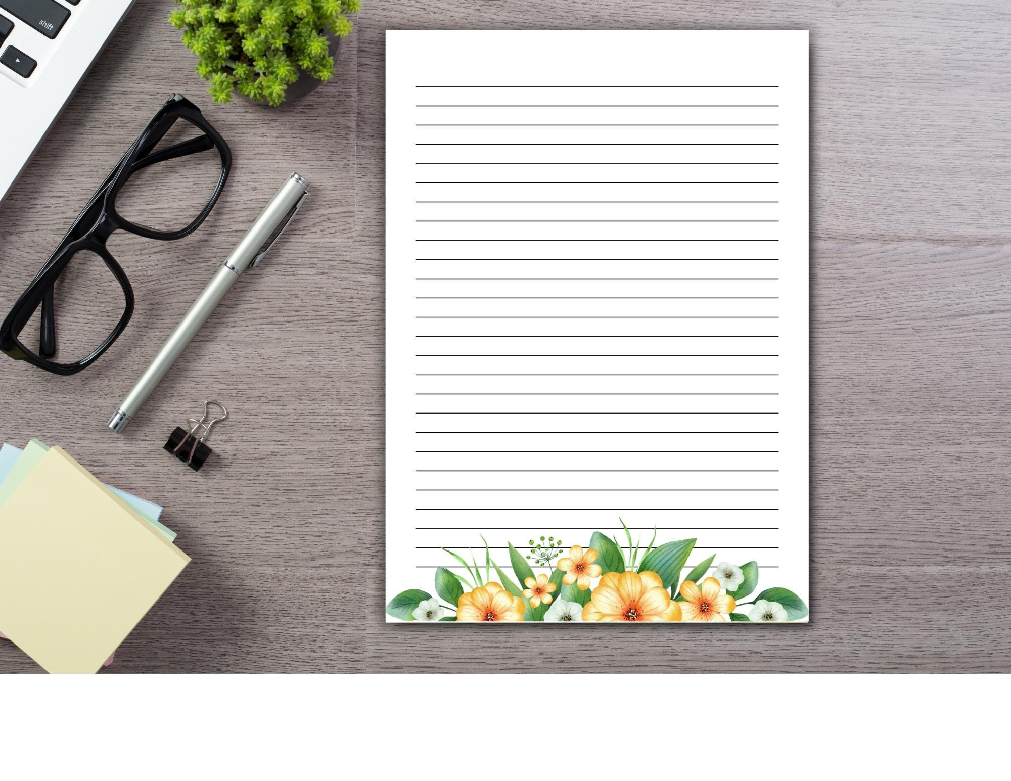 Floral Memo Pads, Writing Pad, Cactus Stationary, Office Desk Notepad ...