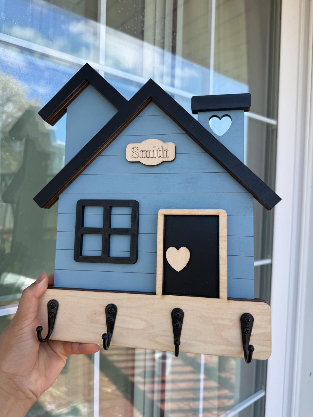 Custom Wooden House Key Holder | Farmhouse Entryway Decor, Realtor ...