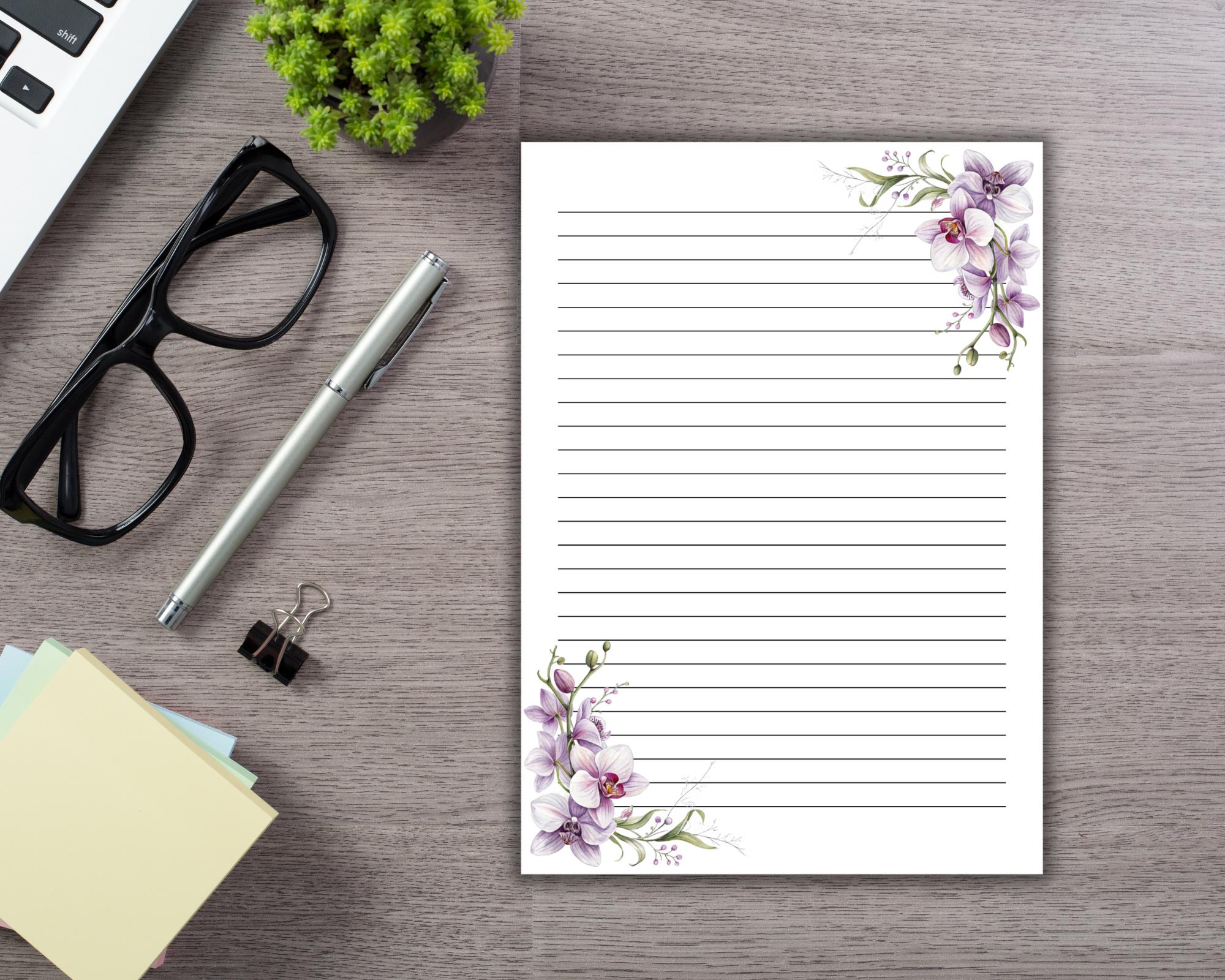 Purple Orchid Notepad, Floral Writing Pad, Botanical Stationery ...