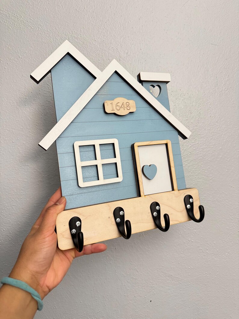 Personalized Wooden House Key Holder | Rustic Entryway Organizer - Etsy
