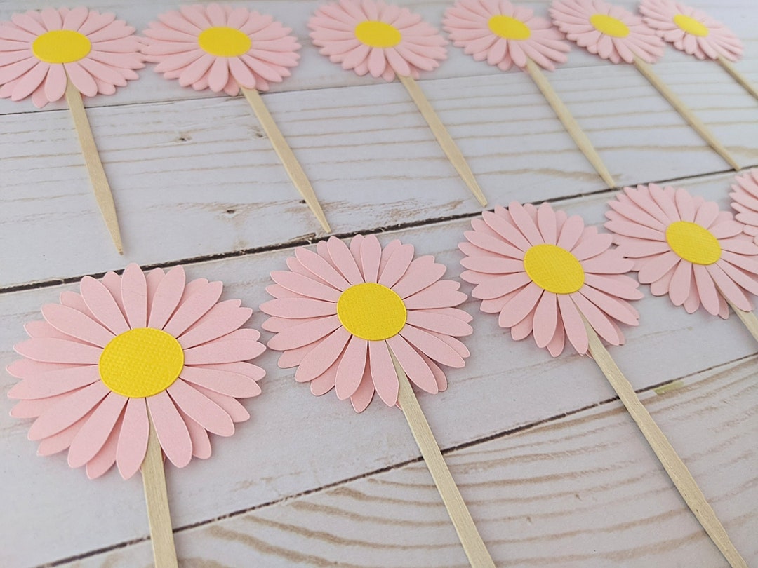 Set of 24 Pcs - Daisy Cupcake Toppers - Cupcake Toppers - Daisy Theme ...