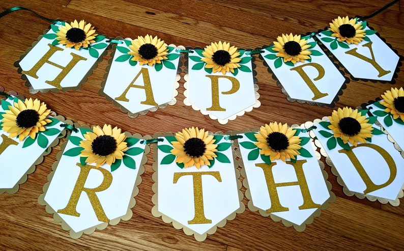 Personalized Sunflower Birthday Banner Birthday Decor Bridal - Etsy