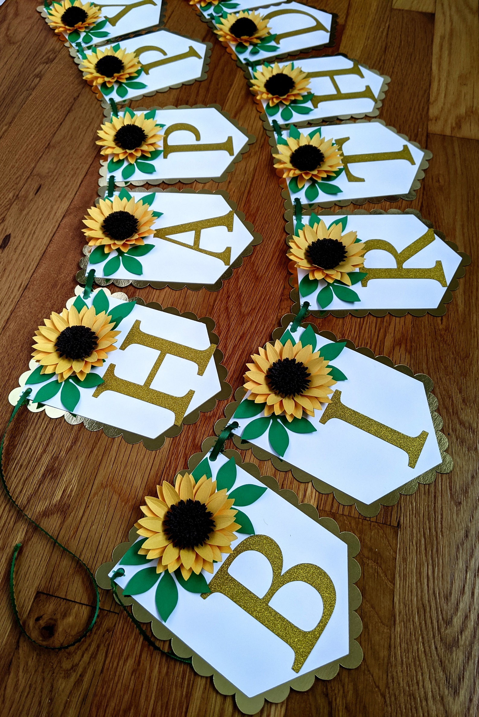 Personalized Sunflower Birthday Banner: Glitter Gold Party Decor - Etsy