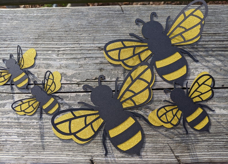 Set of 6 Large Bee Cutouts Birthday Decorbee Decor Baby - Etsy