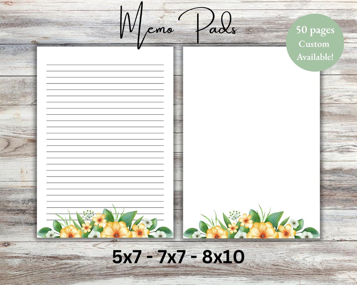 Floral Memo Pads, Writing Pad, Cactus Stationary, Office Desk Notepad ...