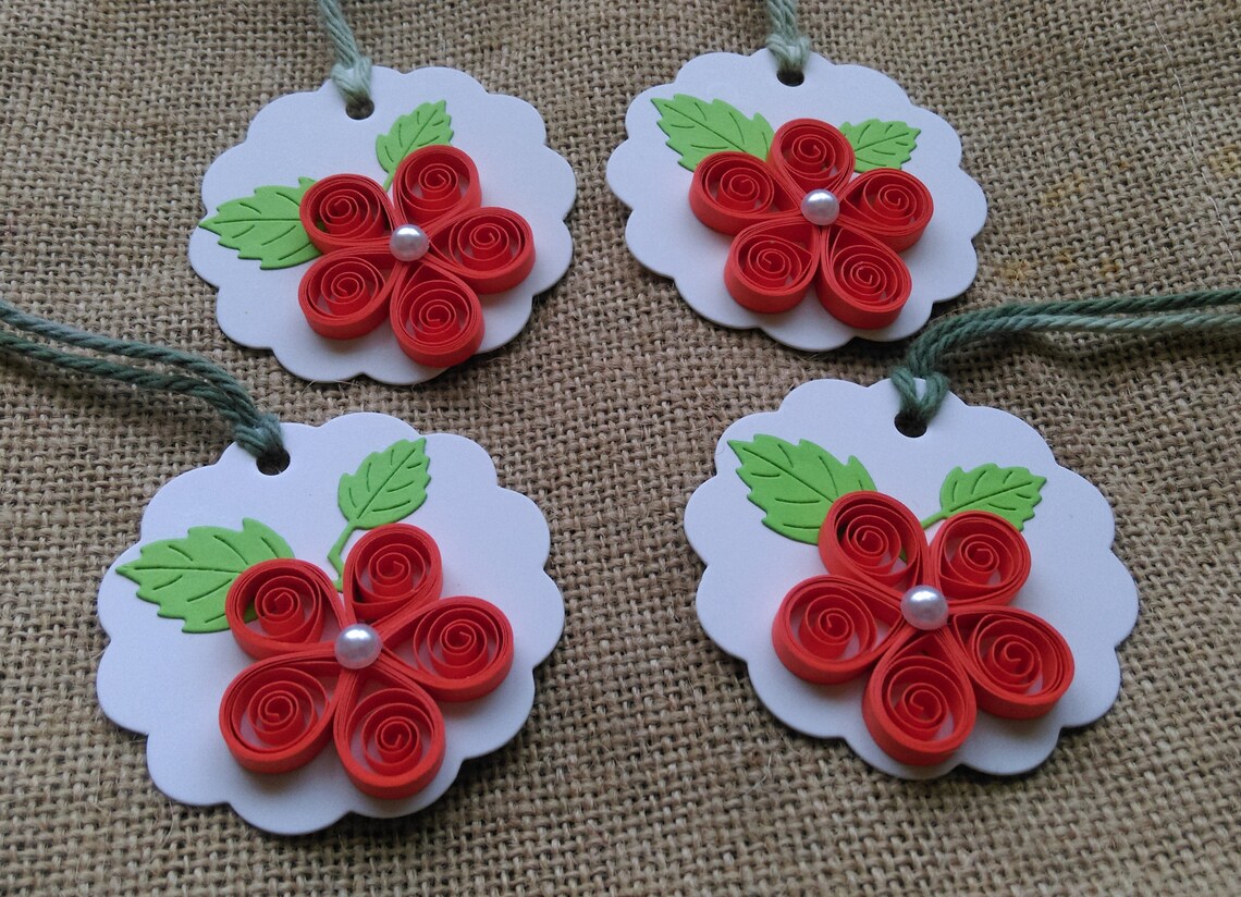 Set of 4 Flower Quilled Gift Tags - Etsy