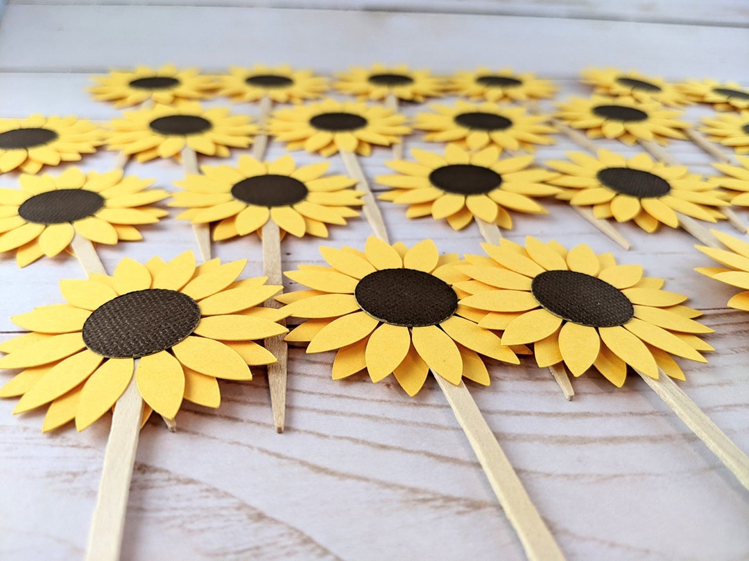 Set of 24 Pcs Sunflower Cupcake Topper, Sunflower Theme Party,first ...