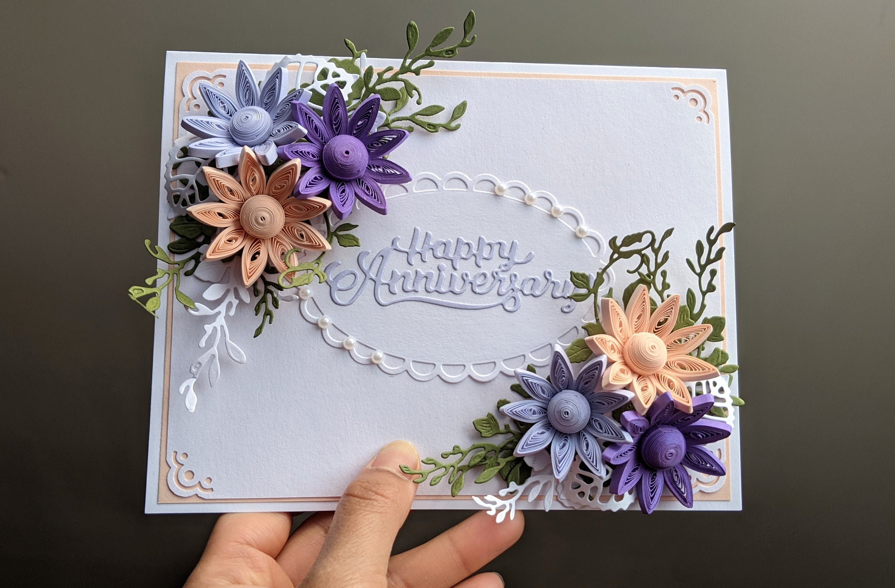 3D Quilled Anniversary Card: Handmade Floral Greeting Card - Etsy