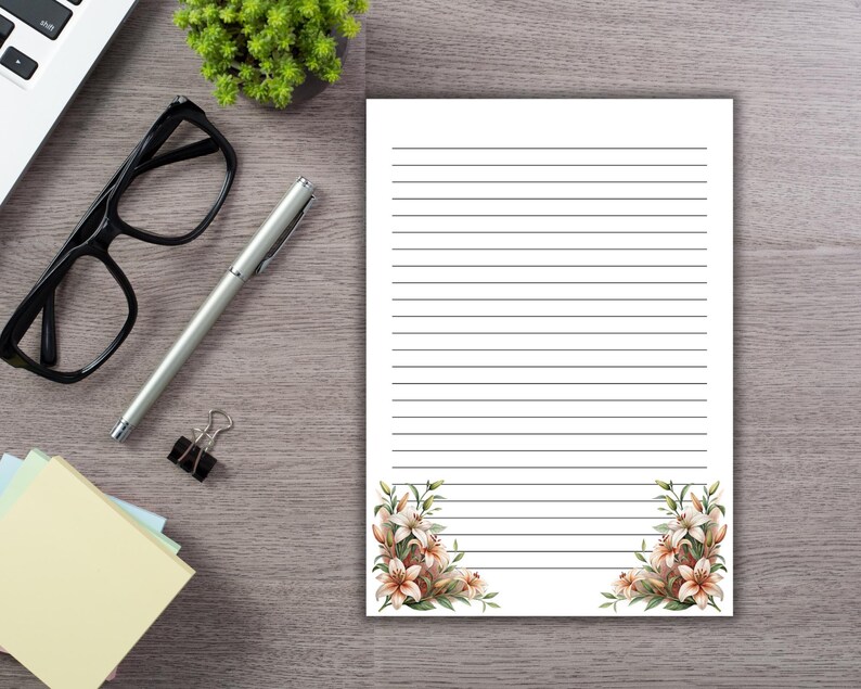 Lily Flower Notepad | Botanical Floral Stationery | Nature-inspired ...