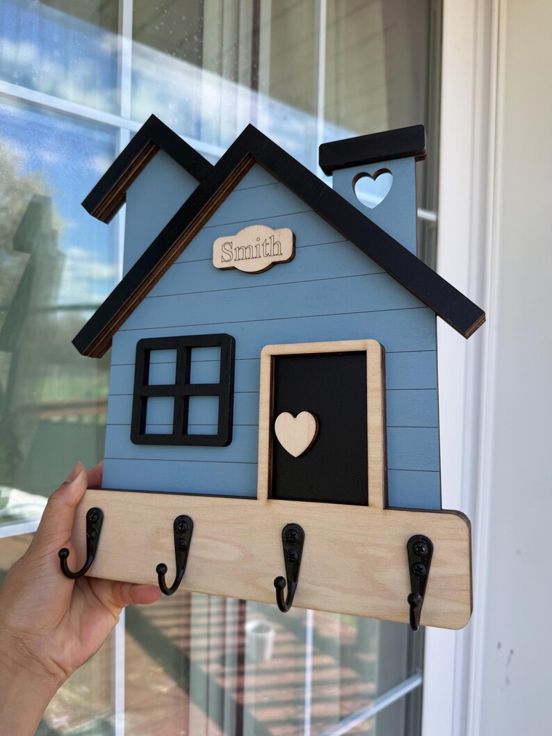Custom Wooden House Key Holder | Farmhouse Entryway Decor, Realtor ...