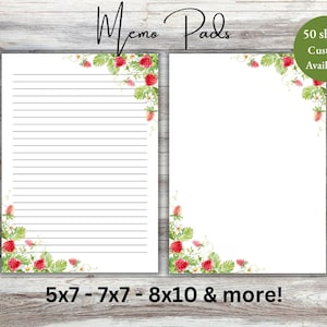 Strawberry Notepad: 5x7 Writing Pad, Memo Pads, 50 Sheets - Etsy