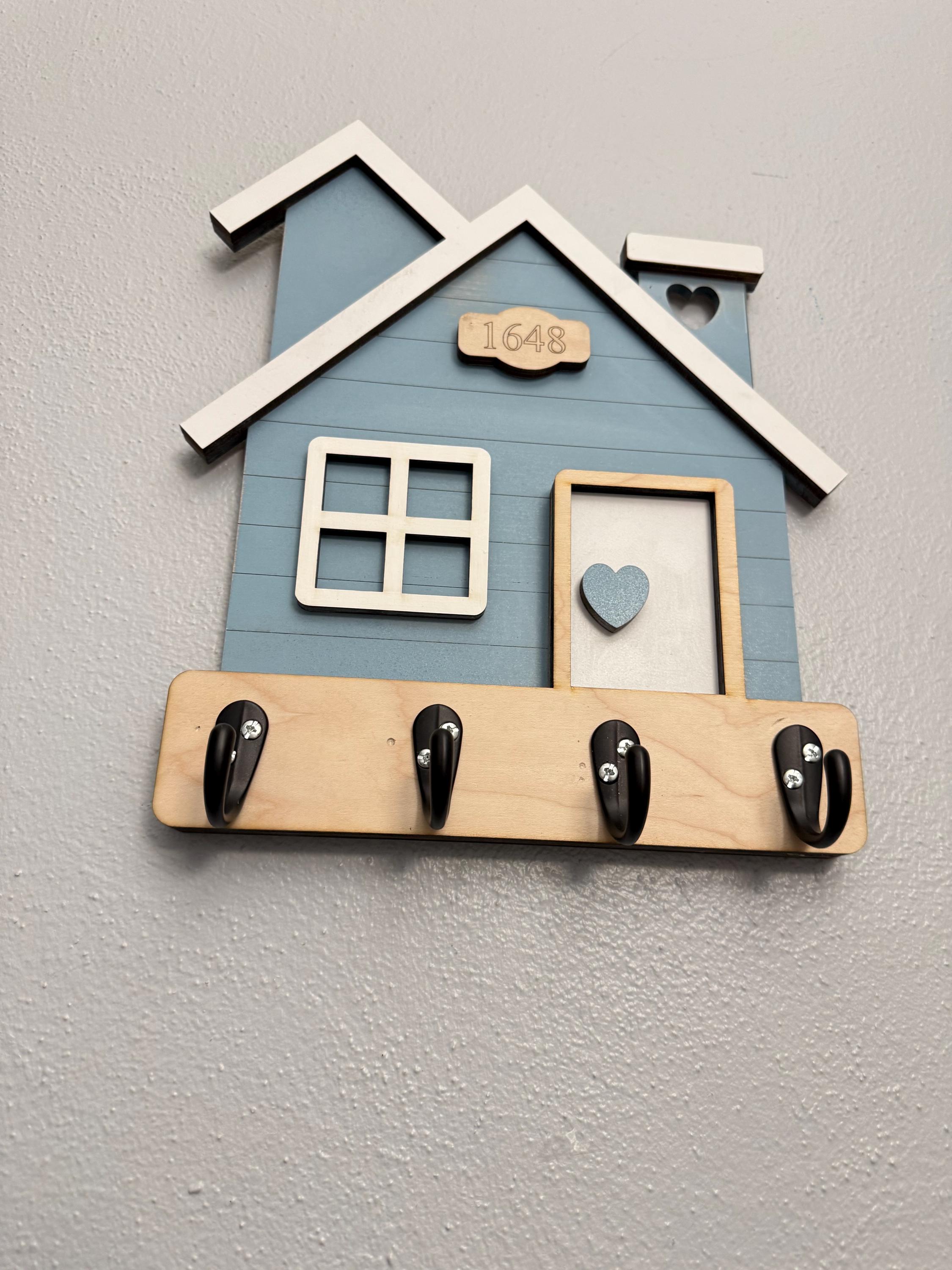 Personalized Wooden House Key Holder | Rustic Entryway Organizer - Etsy