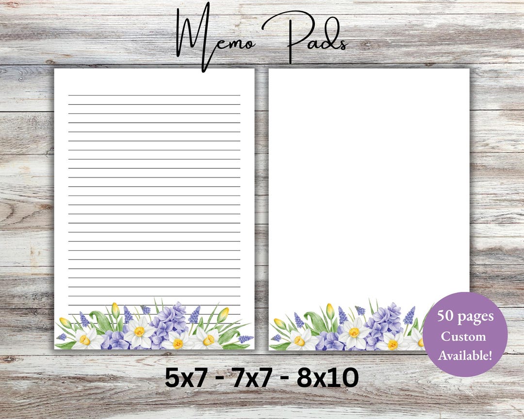 Floral Notepad: 5x7 Writing Pad, 50 Sheets - Etsy