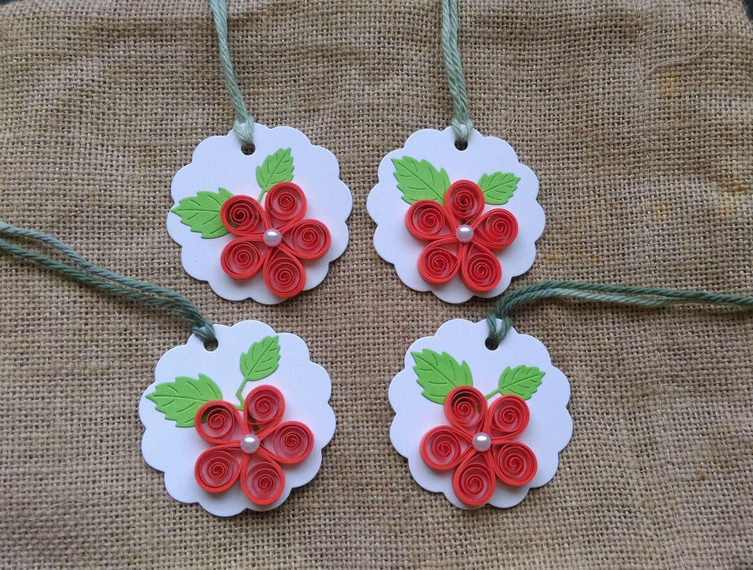 Set of 4 Flower Quilled Gift Tags - Etsy