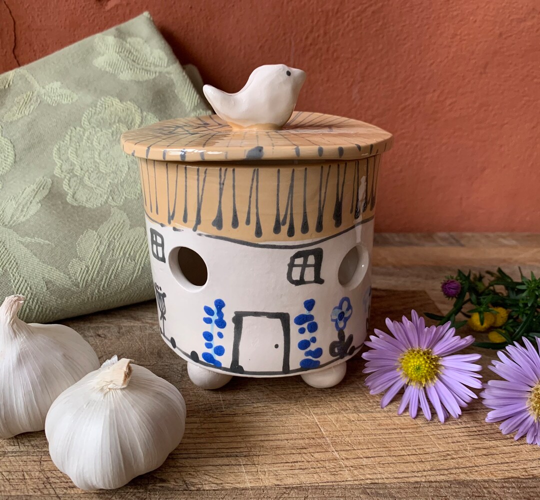Garlic Jar, Garlic Pot, Kitchen Gift, Birthday Gift, Cottage Design ...