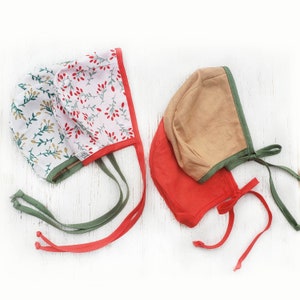 Baby Bonnet Winterberry Holiday Christmas Baby Hat Bonnet Red or Green ...