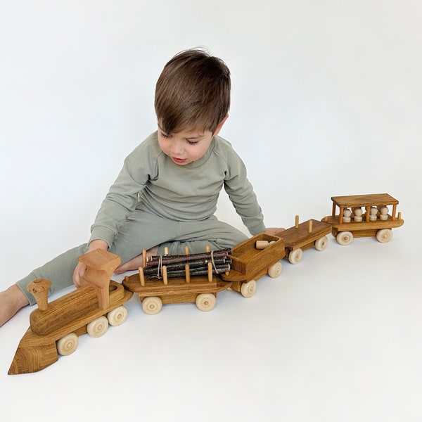 Wooden Train Set - Etsy