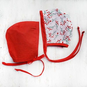 Baby Bonnet Winterberry Holiday Christmas Baby Hat Bonnet Red or Green ...