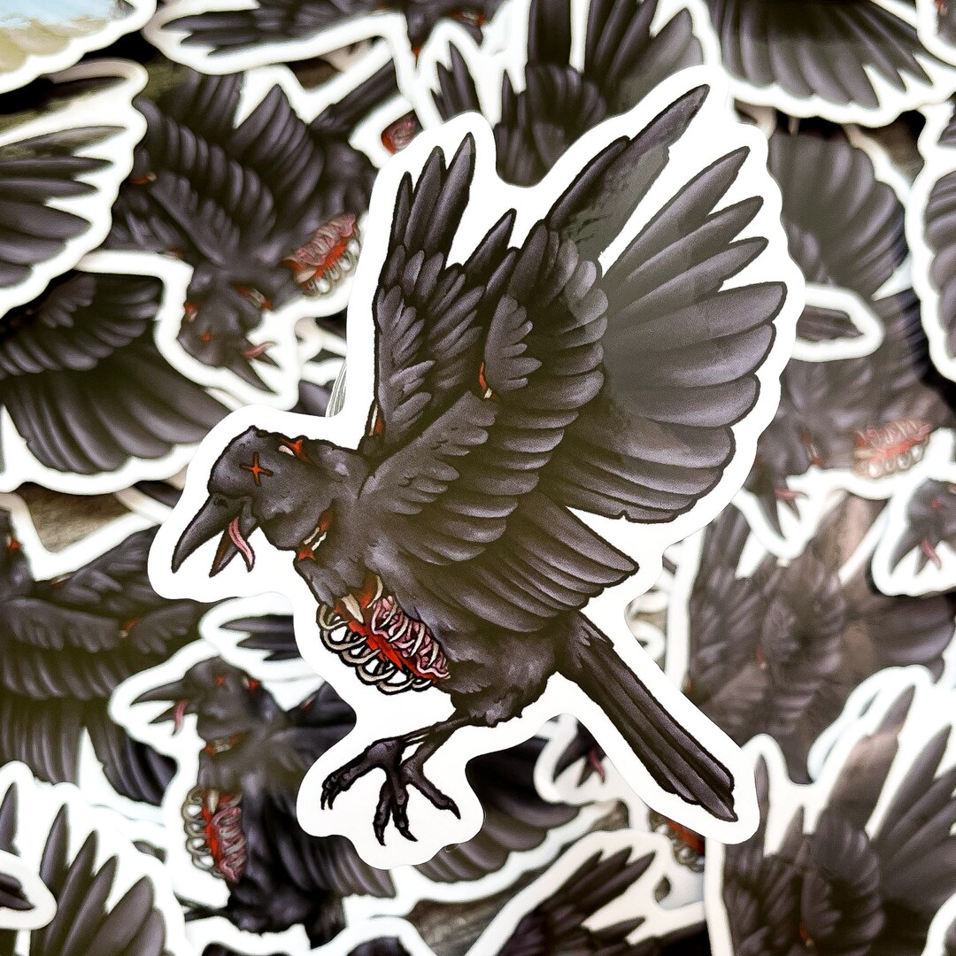 Corpse Crow Vinyl Sticker | Goth Horror Waterproof Design | Original ...