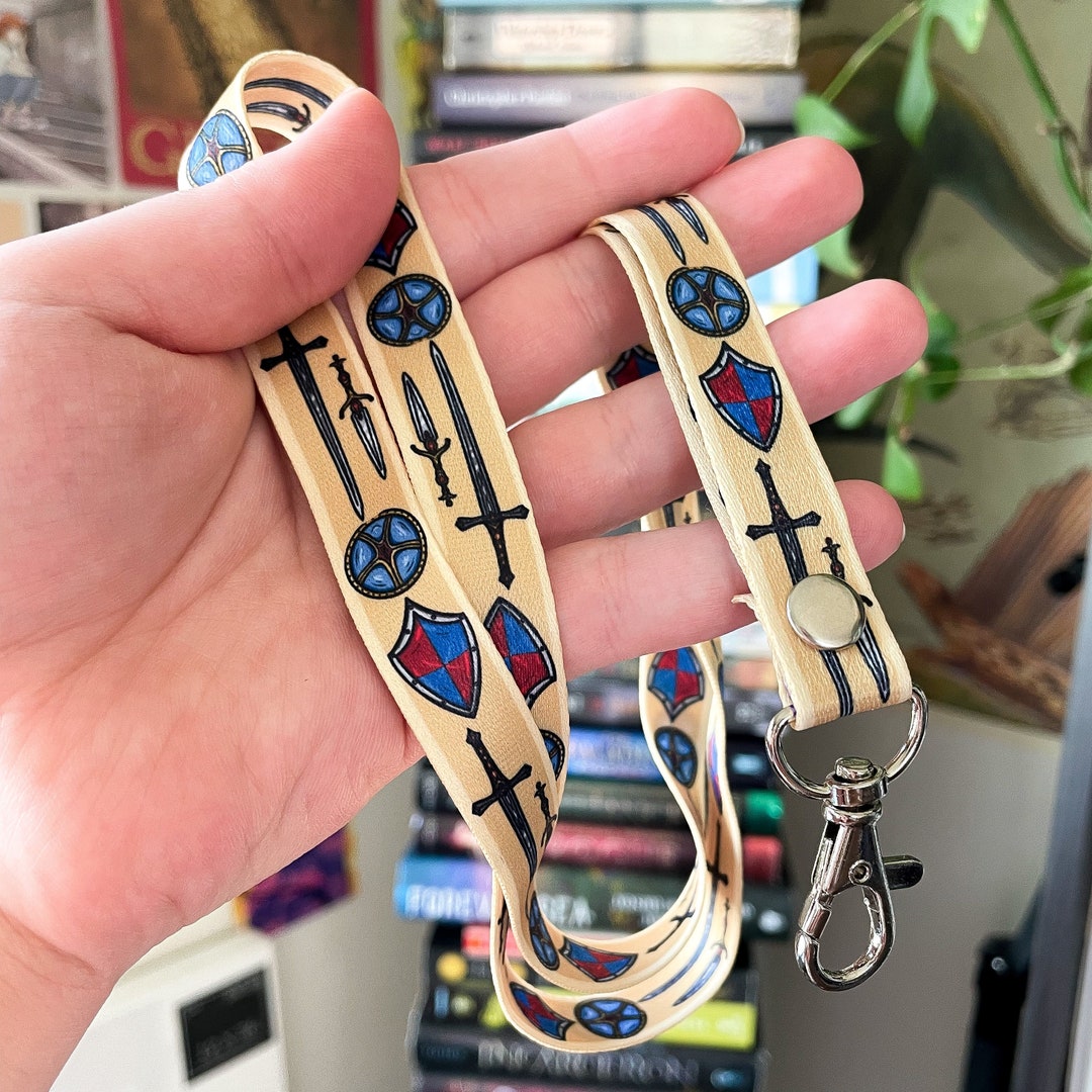 Swords and Shields Lanyard Fantasy Key Holder Medieval Ren Faire Design ...