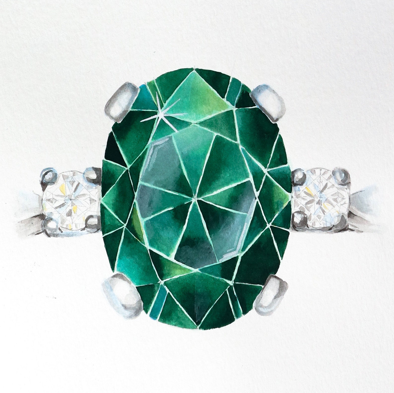 Portrait of Engagement Ring Valentines Day Present Custom - Etsy