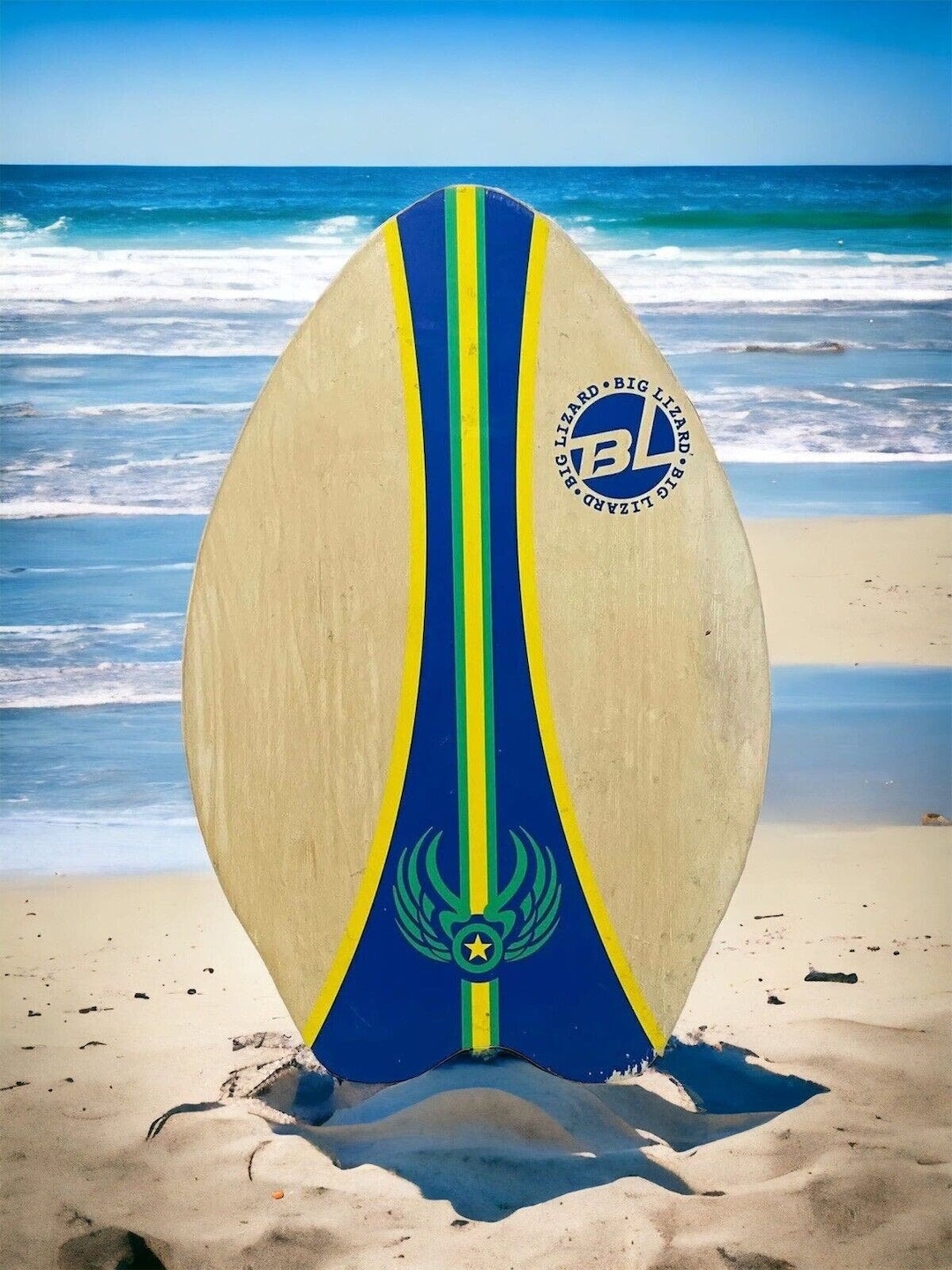 Vtg Big Lizard Kick Board Boogie Skim Beach Surf 30”x 20" Wooden 3/8 ...