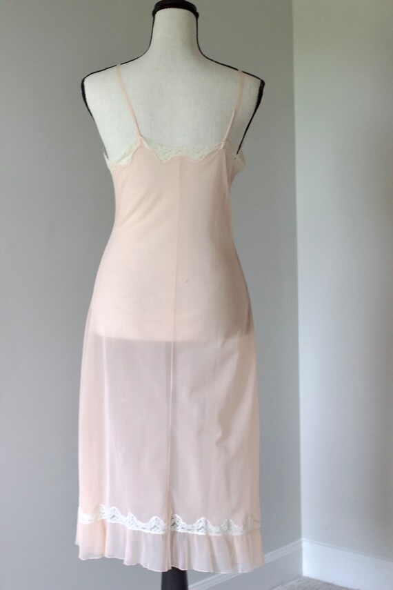 Coral Dream - 70s Sheer Slip Dress with Pleated Accen… - Gem
