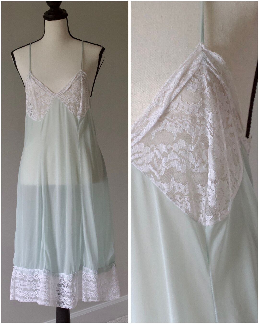 Serenity Lace Vintage 80's Sheer Blue Midi Slip Dress - Etsy