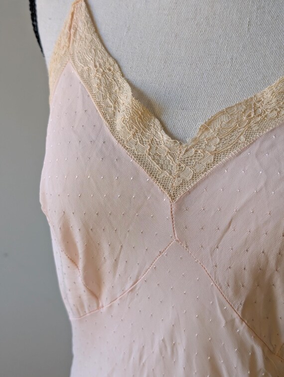Vintage 1940s Pastel Pink Midi Slip Dress with Ivory … - Gem