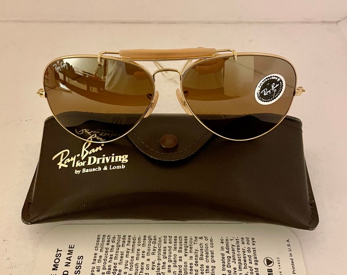 New Old Stock 62mm Vintage Aviator Outdoorsman Ray Ban Brown B15 Top ...