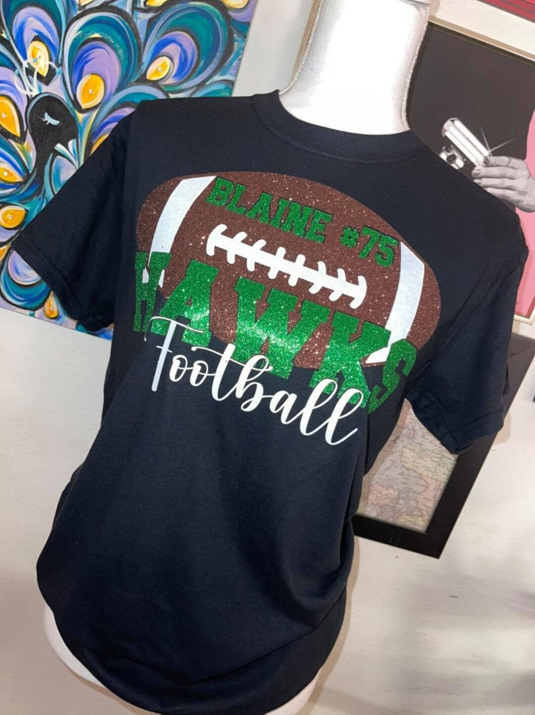 Glitter Football Mom Spirit Shirt for School | Girly Football Tee ...