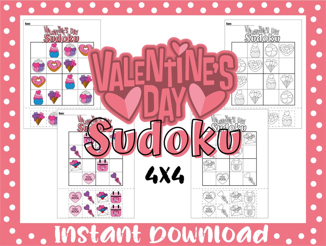 Valentine's Day Sudoku 4x4 Pre-k Pack - Etsy
