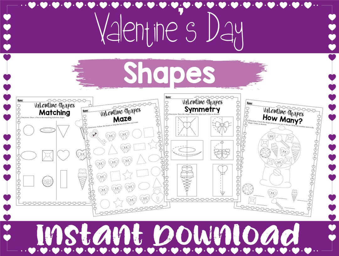 Valentine's Day Shapes Pre-k Pack - Etsy