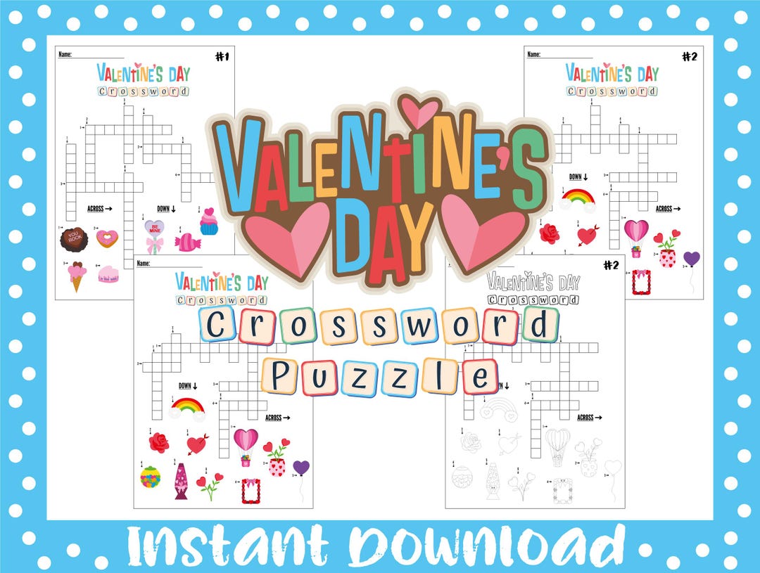 Valentine's Day Crossword Puzzle Pack - Etsy