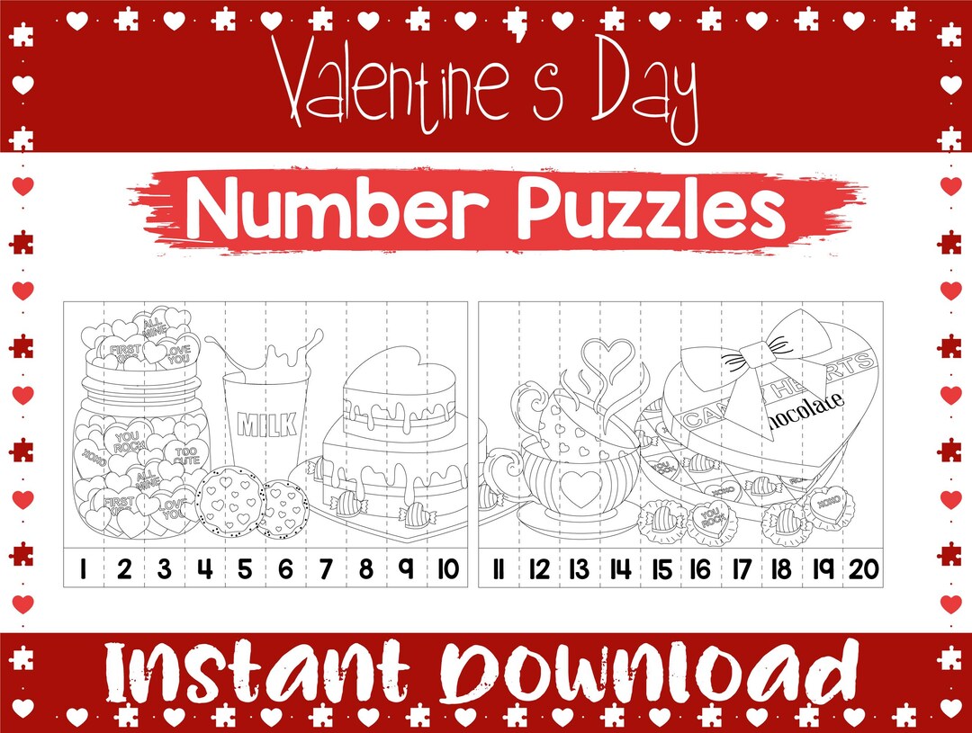 Valentine's Day Number Puzzle Pre-k Pack - Etsy
