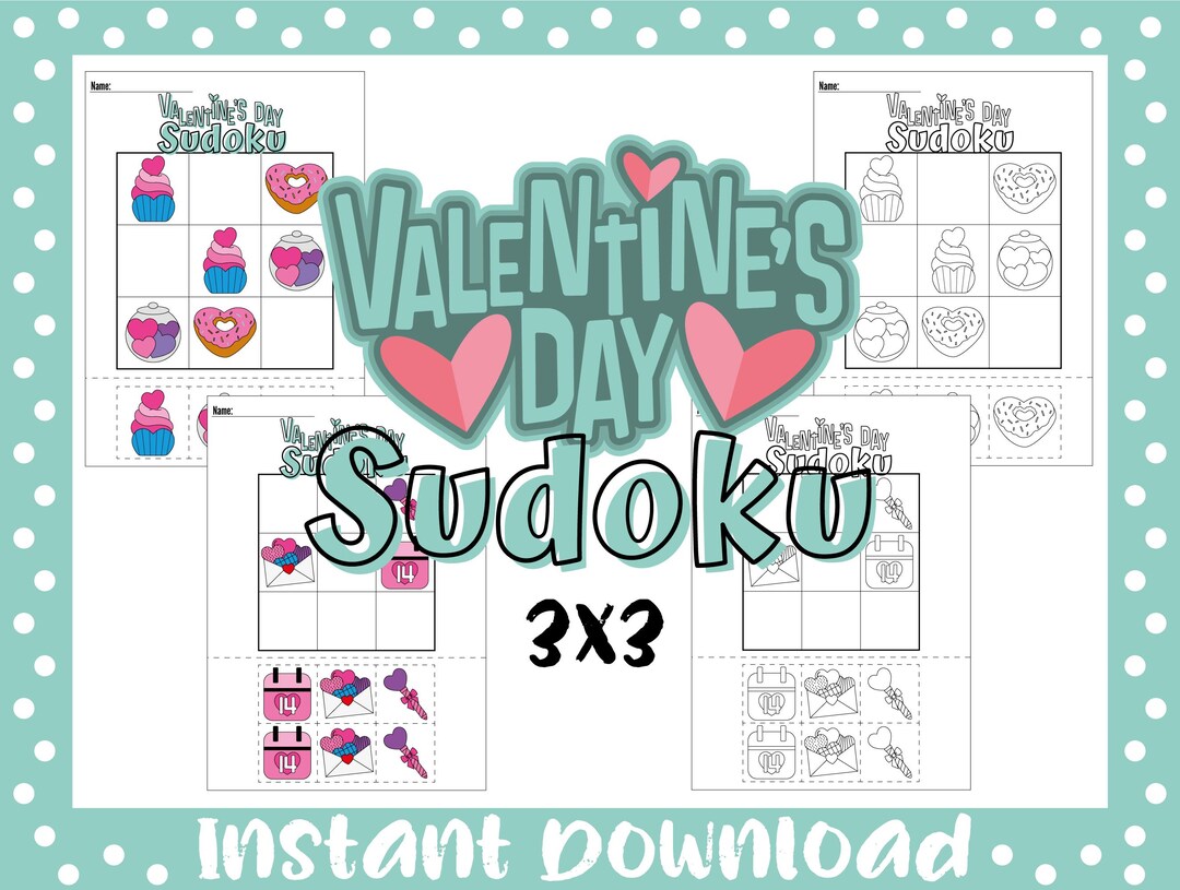 Valentine's Day Sudoku 3x3 Pre-k Pack - Etsy