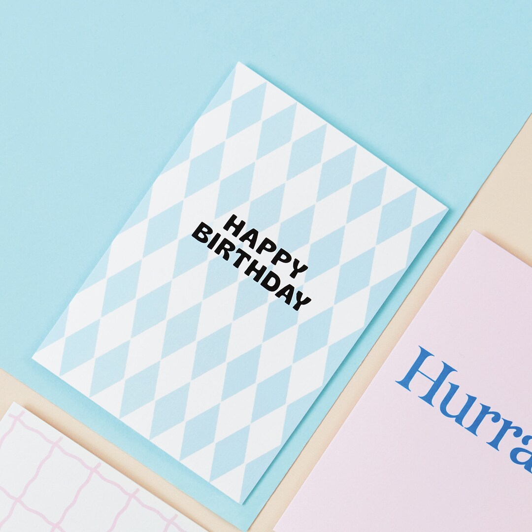 Happy Birthday Blue Diamond Card Black Hot Foil - Etsy