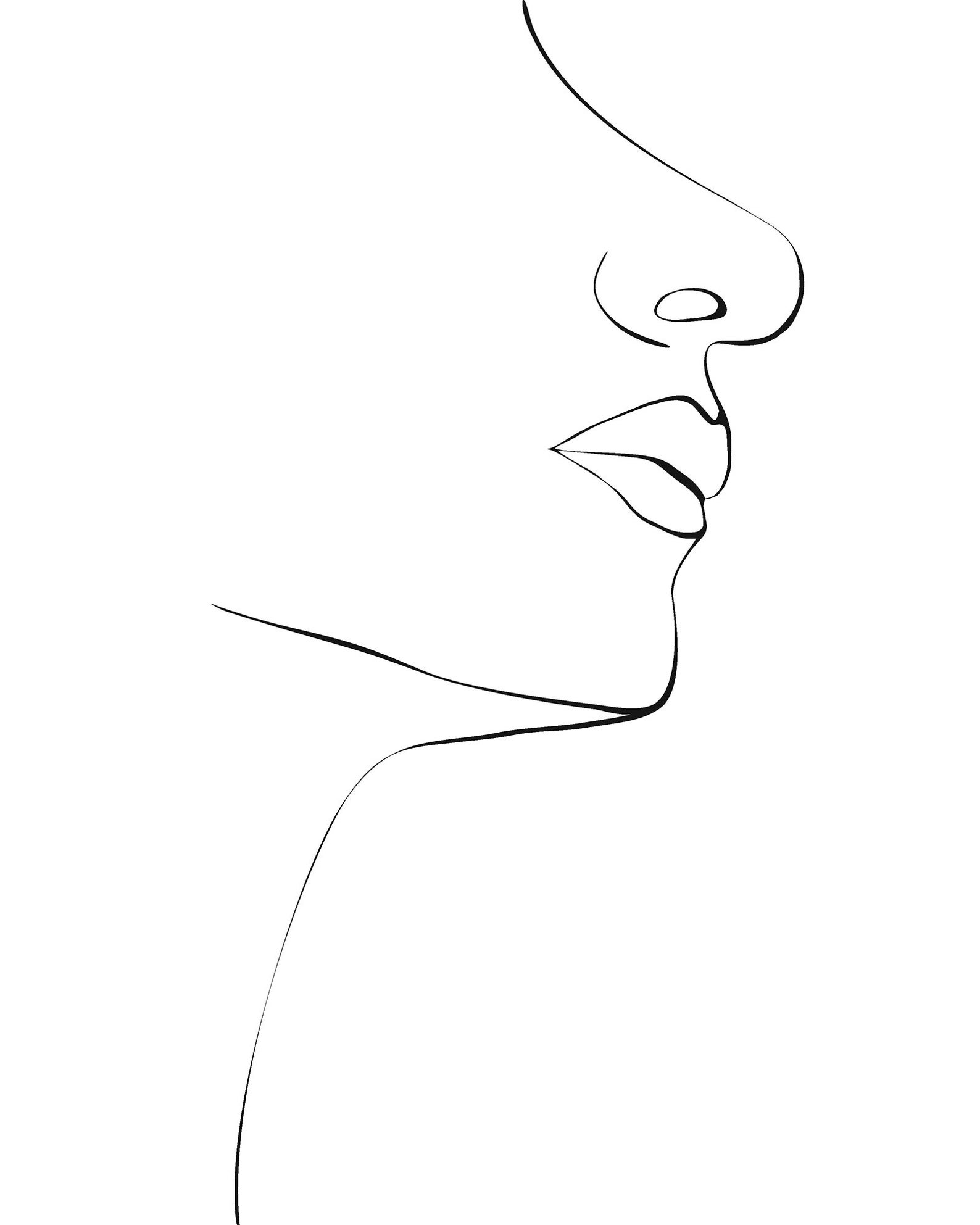Woman's Face Poster, Line Drawing, Printable Wall Art Instant Download ...