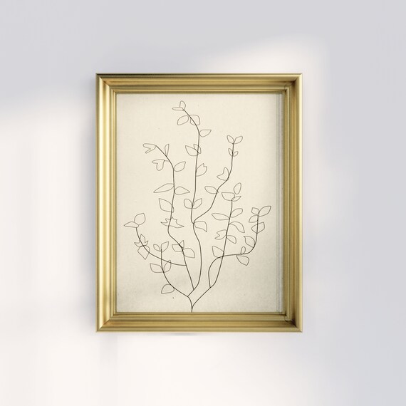 Antique Botanical Illustration Line Drawing on Vintage Paper | Etsy