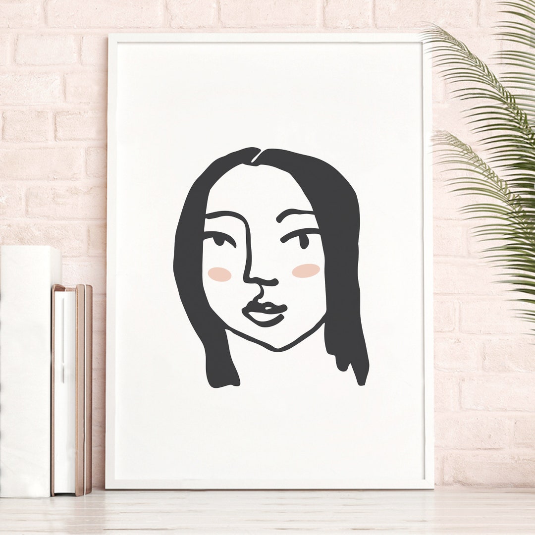 Lovely Girl Portrait, Printable Art, Wall Art, Line Drawing Poster ...