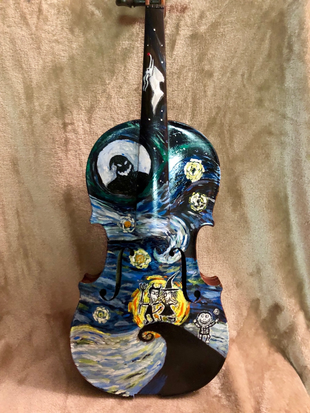 Violin Painting Van Gogh Style Nightmare Before Christmas - Etsy